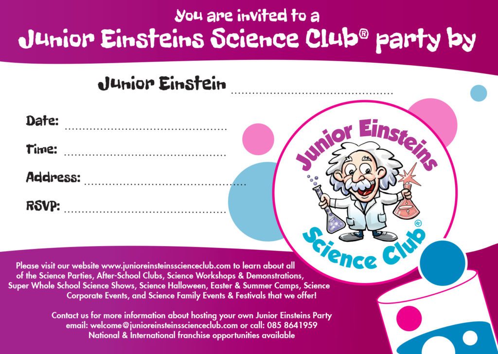 Junior Einsteins Science Club Invite (Purple) - Junior Einsteins ...